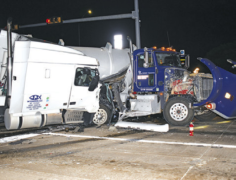 THIS COLLISION INVOLVING 18-wheelers occurred on Monday night ...